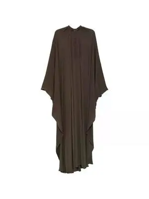 TOM FORD Gathered Maxi Silk Dress - Brown