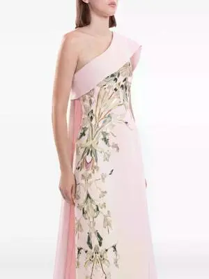SAIID KOBEISY One-shoulder Embroidered Evening Gown