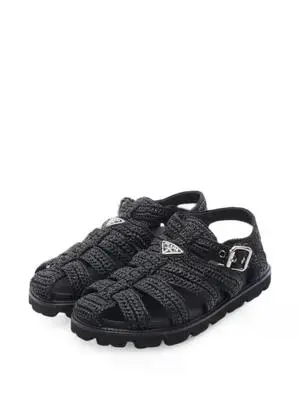 Prada 2010s Fisherman Crochet Sandals - Black