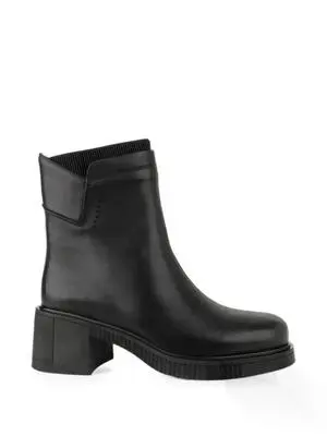 LINDA BAUMANN Leather Side-zip Ankle Boots - Black