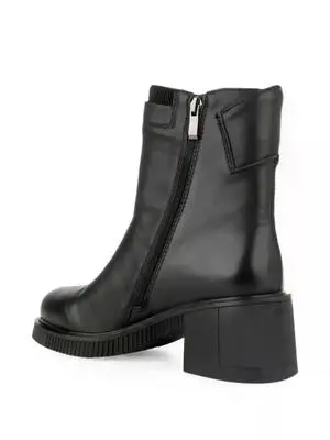LINDA BAUMANN Leather Side-zip Ankle Boots