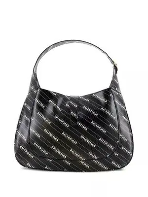 Gucci X Balenciaga The Hacker Project Jackie 1961 Printed Leather Medium Hobo Bag - Black