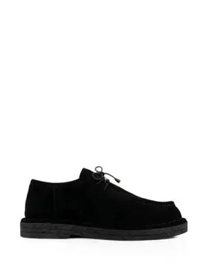 LINDA BAUMANN Suede Lace-up Loafers - Black