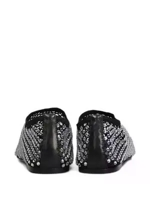 STRATEGIA SHOES Strategia Crystal-embellished Fishnet Ballet Flats - Black
