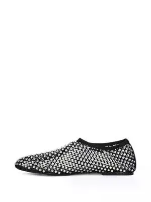 STRATEGIA SHOES Strategia Crystal-embellished Fishnet Ballet Flats - Black