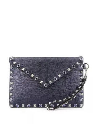 Valentino Garavani Rockstud Crystal-embellished Clutch Bag - Blue