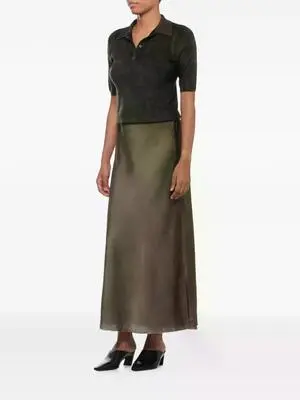 Avant Toi Satin-finish Maxi Skirt - Green