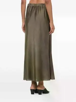 Avant Toi Satin-finish Maxi Skirt - Green