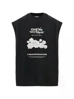 Vetements Graphic-print Sleeveless T-shirt - Black