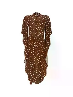Vetements Polka-dot Pattern Asymmetric Dress - Brown