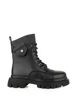LINDA BAUMANN Lace-up Lug-sole Ankle Boots - Black