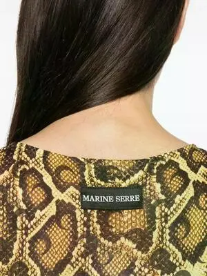 MARINE SERRE Snake Print Asymmetric Maxi Dress - Brown