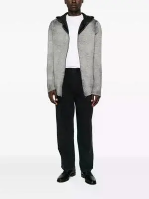 Avant Toi Knitted Zip-up Hooded Sweater - Grey