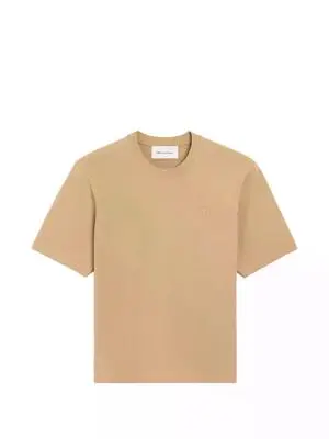 AMI Paris Cotton T-shirt With Embossed De Coeur Motif - Neutrals