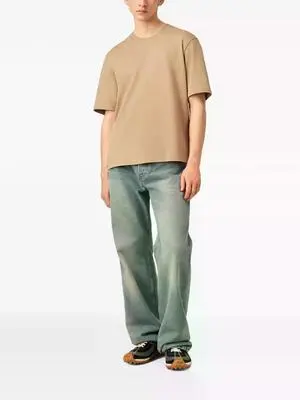AMI Paris Cotton T-shirt With Embossed De Coeur Motif - Neutrals