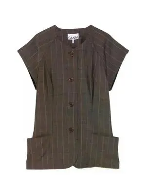 GANNI Pinstripe Vest - Brown