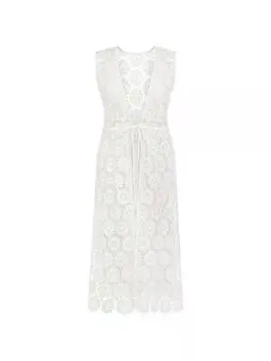 Seafolly Crochet-knit Floral-lace Cover-up - White