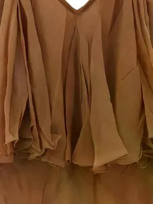 MES DEMOISELLES Calimera Ruffled V-neck Maxi Dress - Brown