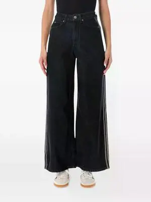 Adidas Side-stripe Wide-leg Jeans - Black