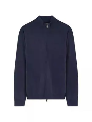 BRAMANI CASHMERE Zip-up High-neck Cardigan - Blue