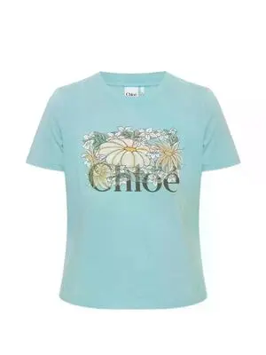 Chloé Baby-fit Logo T-shirt In Cotton Jersey - Blue