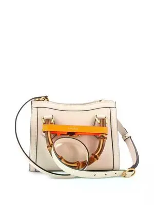 Gucci Gucci Diana NM Bamboo Handle Tote Leather Mini Crossbody Bag White