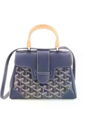 Goyard Saigon Top Handle Bag Coated Canvas With Leather Mini Shoulder Bag - Blue