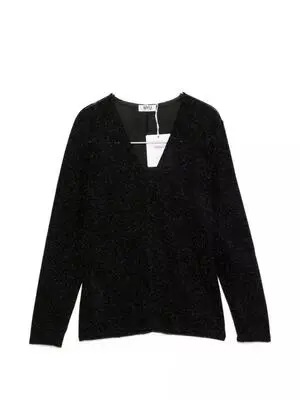 SIYU V-neck Long-sleeve T-shirt - Black