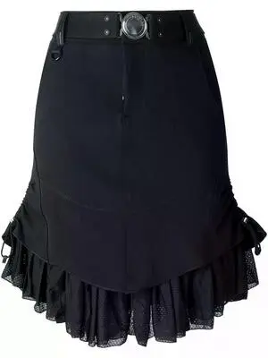 High Ruffled Hem Skirt - Black