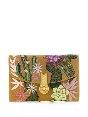 AMATO DANIELE Queen Mid Spinoza Cactus-embroidered Clutch Bag - Neutrals