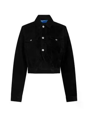 Karl Lagerfeld Long-sleeve Cropped Denim Jacket - Black