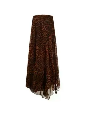 MES DEMOISELLES Leopard Print Tiered Maxi Skirt - Brown