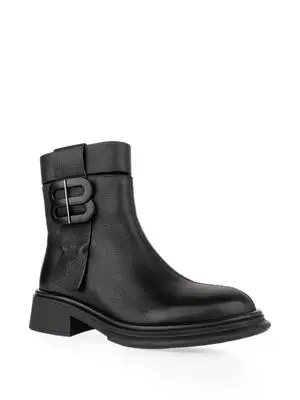 LINDA BAUMANN Buckle Detail Leather Boots
