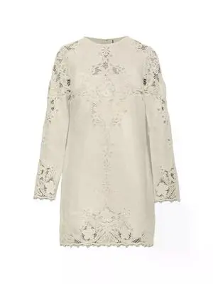 Ulla Johnson Camie Lace-panelled Mini Dress - Neutrals