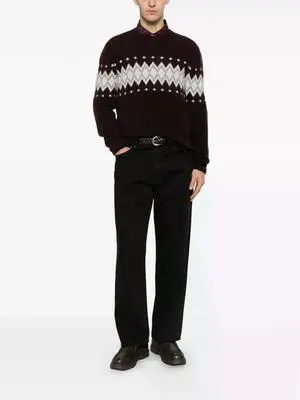 Eleventy Crew Neck Fair Isle-knit Sweater - Red