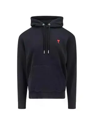 AMI Paris Cotton Hoodie With De Coeur Embroidery