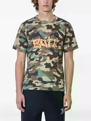 BOTT Flail Camouflage-print Logo-motif T-shirt - Brown