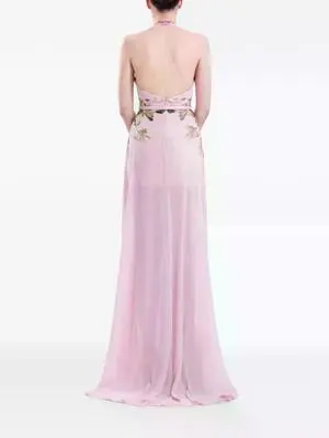 SAIID KOBEISY Embroidered Maxi Evening Dress