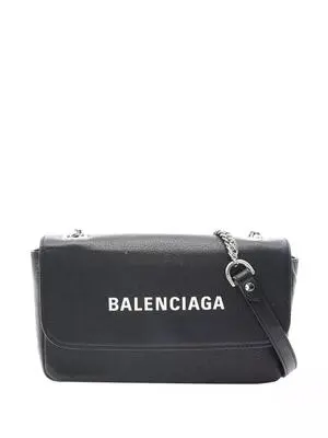 Balenciaga 2018-2026 Leather Everyday Wallet On Chain Crossbody Bag - Black