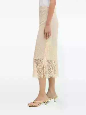 VICOLO Lace-overlay Side-slit Midi Skirt