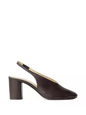 LEMAIRE Glove Slingback Pumps 80mm Heel In Leather - Brown
