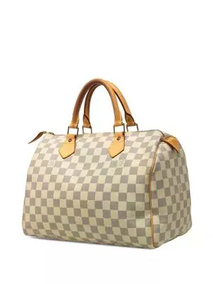 LOUIS VUITTON Speedy 30 Boston Bag In Damier Azur - White