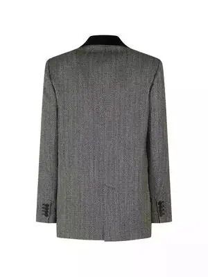 FORTE_FORTE Herringbone-pattern Velvet-collar Jacket