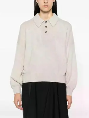 LISA YANG Etta Button-placket Sweater - Neutrals