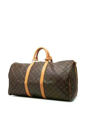 LOUIS VUITTON Monogram Keepall Bandouliere 55 Travel Bag - Brown