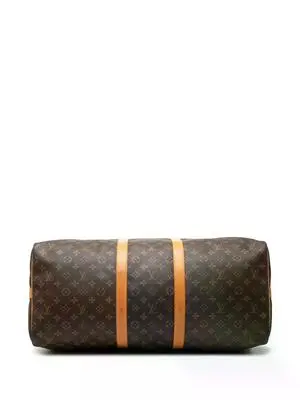 LOUIS VUITTON Monogram Keepall Bandouliere 55 Travel Bag - Brown