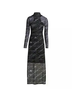 Karl Lagerfeld Mesh All-over-print Maxi Dress - Black