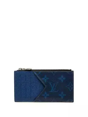 LOUIS VUITTON 2000 Monogram Taigarama Coin Card Holder - Blue