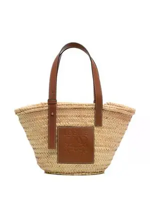 Loewe 2022 Small Raffia Anagram Basket Tote Bag - Neutrals