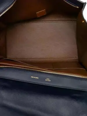 Celine 2015 Medium Calfskin And Suede Trapeze Satchel - Blue
